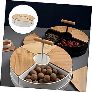 Tofficu 1 Set Office Fruit Plate Round Decorative Tray Chip Box Plastic Serving Tray Serving Plate Wrought Iron Plastic Spraying White Snack Plate Fruit Serving Tray Dried Fruit Box Food