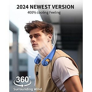 Neck Fan, Personal Fan with LED Indicator, USB-C Charging, Long-Lasting 5200mAh Battery, Hands Free Bladeless Fan with 3 Adjustable Speeds & Ultra-Quiet, Ideal for Home, Travel & Outdoor