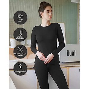 WEERTI Thermal Underwear for Women Long Johns Women with Fleece Lined, Base Layer Women Cold Weather Top Bottom（Black S）
