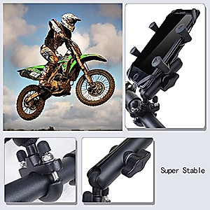 venshun Motorcycle Phone Holder Aluminum Alloy Material Sturdy and Durable Two U-Bolt Base 360°Rotating Suitable for All Phones Motorcycle Bike Handlebar Phone Mount