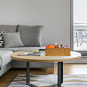 Seagrass Storage Basket 3 Divided Handmade Wicker Basket Organizer Tea Bag Sugar Packet Holder for Coffee Pods Snack Bathroom Paper Coffee