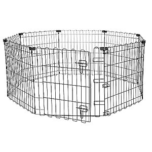 Amazon Basics - Octagonal Foldable Metal Exercise Pet Play Pen for Dogs, Fence Pen, Single Door, Extra Small, 60 x 60 x 24 Inches, Black