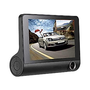 Dash Cam Front/Inside Video Recorder Rear Camera Dual Dash Cam 4 inch Reverse Full Screen Driving Recorder DVR /HD 1080P Night Vision with Parking Mode Seamless Recording