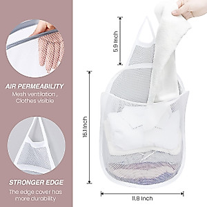 Laundry Ninja Hanging Laundry Hamper Laundry Hamper Separation Baskets, Mesh Laundry Bag, Hanging Hamper – Wall Mount Hamper Suitable for Clothes, Toys, and Good for Hotel Use in 2 pack (White&Gray)