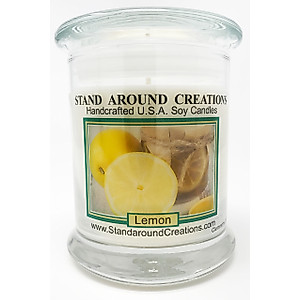 Premium 100% All Natural Soy Candle - 12 oz. Status Jar - Lemon - True to The Name. Made w/Natural Lemon Oil.