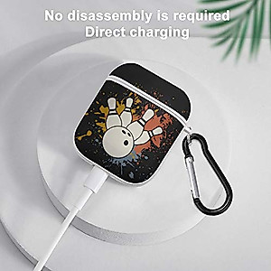 Watercolor Bowling Airpods Case Cover for Apple AirPods 2&1 Cute Airpod Case for Boys Girls Silicone Protective Skin Airpods Accessories with Keychain