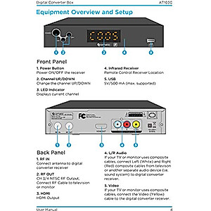Digital Converter, Ematic Digital TV Converter Box with Recording, Playback, & Parental Controls, AT103B (Non-Retail Packaging)