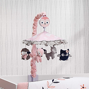 Lambs & Ivy Forever Friends Pink/Gray Woodland Owl/Fox Musical Baby Crib Mobile