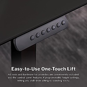 Vari Essential Height Adjustable Electric Standing Desk - Home Office Standing Desk with VariDesk Sturdy T-Legs - Quiet Motorized Standing Desk - 48x24 Inch Small Standing Desk - Black - 1 Box