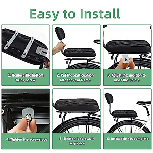 Samyoung Bicycle Rear Back Seat Cushion Armrest Footrest Set, Wide Child Bike Seat Back Safety Armrest Handrail Feet Pedals, Kids Bike Seat Carrier (Black)