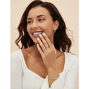 Mameloly Wedding Bands for Women Pear & Round Shaped CZ Cubic Zirconia Curved Stackable Engagement Rings for Her Size 7