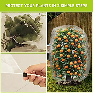 4.92x3.94 FT 4 Packs Garden Plant Netting Insect Bird Barrier Netting Mesh with Drawstring Bug Netting Plant Pest Barrier Covers Bags Protection Netting Covers Bags Plant from Insect Bird Eating