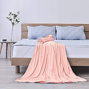 Cooling Weighted Blanket 59 X 79in Queen Sized Blanket, Japanese Q-Max 0.4 Technology Mica Nylon with Cooling Fibers Material Blanket for Adults, Children, Babies. Keep Cooling in Summer Night-Pink