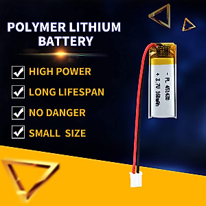 YDL 3.7V 160mAh 451430 Lipo Battery Rechargeable Lithium Polymer ion Battery Pack with JST Connector