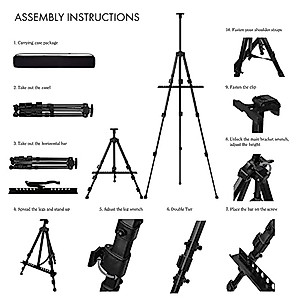 Artify 66 Inches Double Tier Easel Stand, Adjustable Height from 22-66”, Tripod for Painting and Display with a Carrying Bag, Pack, Black