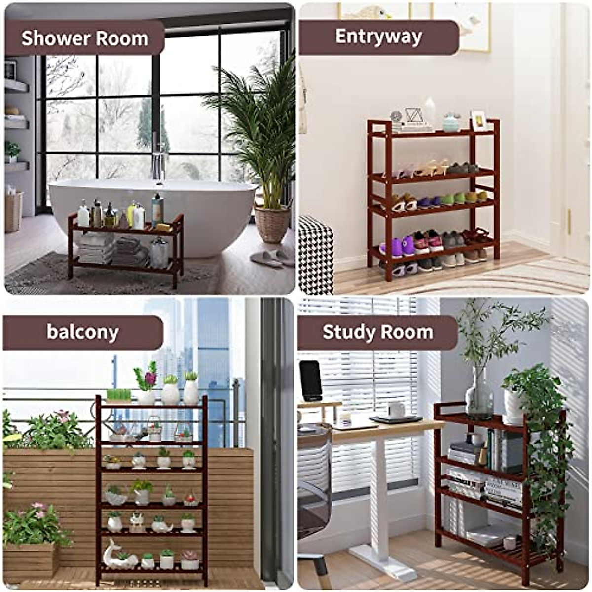 ZRWD Wood Shoe Rack, 2 Tier Stackable Shoe Rack, Small Shoe Rack Storage Organizer for Closet, Entryway, Hallway, Living Room, Balcony