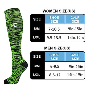 Copper Compression Socks for Women & Men 6 Pairs 15-20 mmHg is Best For Graduated Athletic, Running, Travel, Flight, Nurses(Large/X-Large)