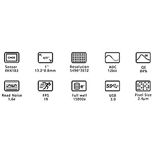 ZWO ASI183MM 20.18 MP CMOS Monochrome Astronomy Camera with USB 3.0# ASI183MM