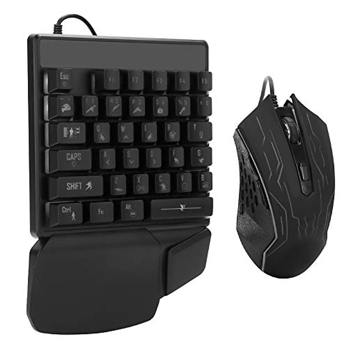 Zyyini OneHanded Keyboard Mouse Set, 35 Keys Single Hand Gaming Keyboard 7-Color Backlight Keyboard USB Ergonomic Mouse for Esports