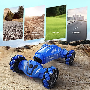 LOOZIX Upgraded Hand Gesture Sensing RC Stunt Car with Lights Music, Spray Drift Hand Gesture RC Car 360° Spins All Terrains Hand Controlled Car Toys for 6 7 8 9 10 Year Old Boys