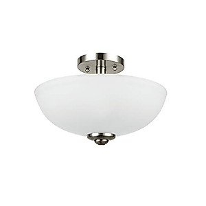 Globe Electric 61025 Vienna 2-Light Semi-Flush Mount, Brushed Nickel, Frosted Glass Shade
