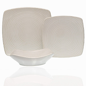 Red Vanilla White Rice Square Soup Bowl 20oz, Set of 4, 1