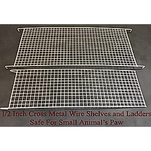 64" Extra Large Wrought Iron 4-Levels Ferret Chinchilla Sugar Glider Mice Rat Mouse Hamster Cage Tight 1/2-Inch Bar Spacing (White Vein)