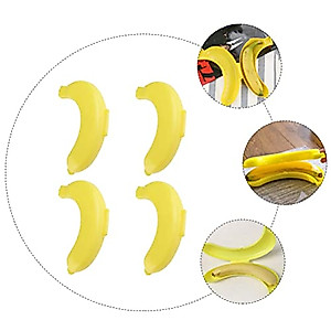 Cabilock Plastic 4Pcs Banana Saver Cute Banana Case Outdoor Lunch Fruit Storage Box- Suitable for Cchool Office Picnic and Travel Yellow Banana Storage Box