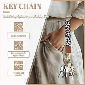 Wristlet Keychain for Women and Men，Key Chain Holder，Wrist Lanyard for Keys(Cow）