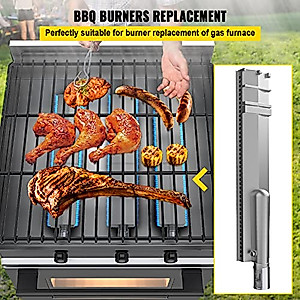 VEVOR Grill Burners, Stainless Steel BBQ Burners Replacement, 1 Pack Grill Burner Replacement, Flame Grill with 16.1" Length Barbecue Replacement Parts with Evenly Burning for for Premium Gas Grills