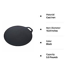 Victoria 15-Inch Cast Iron Tawa Dosa Pan, Pizza Pan with a Loop Handle, Crepe Pan Preseasoned with Flaxseed Oil, Made in Colombia