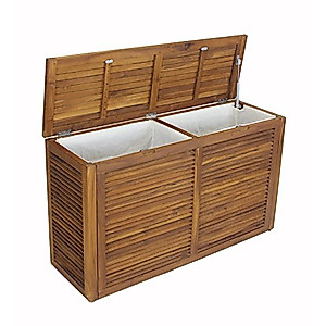 The Original Nila Teak Wall Hugging Louvered Double Hamper