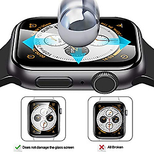 MIUOLV 2 Pack Watch Tempered Glass Screen Protector for Apple Watch 44mm Series 6/SE/5/4 Full Coverage Bubble-Free Scratch-resistant Anti-Fingerprint Screen Protector for Apple Watch 44mm