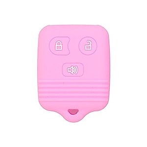 SEGADEN Silicone Cover Protector Case Holder Skin Jacket Compatible with FORD LINCOLN MAZDA MERCURY 3 Button Remote Key Fobs FCC CWTWB1U345 CWTWB1U331 GQ43VT11T CV2715 Pink