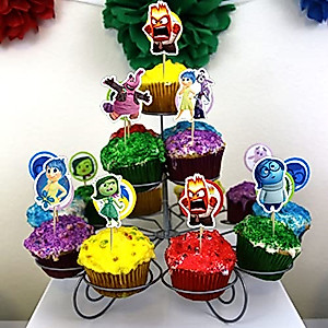 32 Pcs Inside Out Birthday Party Decorations,Party Supply Set for Kids with 1 Happy Birthday Banner Garland , 13 Cupcake Toppers, 18 Balloons for Inside Out Party Decorations