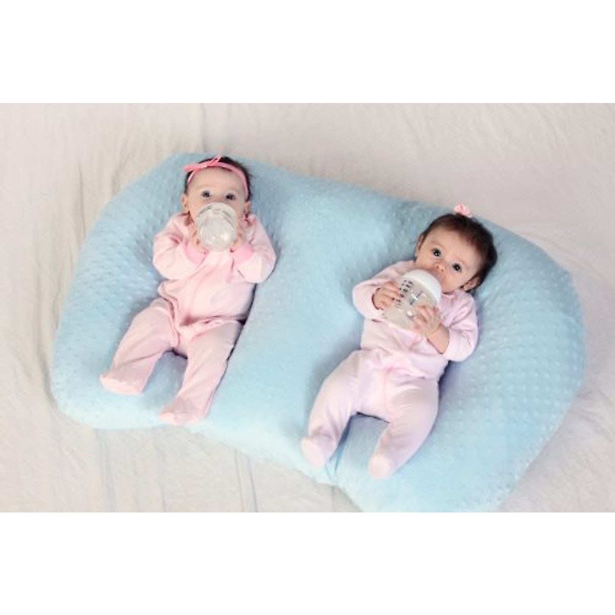 Twin Z Pillow The Blue - 6 uses in 1 Twin Pillow ! Breastfeeding, Bottlefeeding, Tummy Time, Reflux, Support and Pregnancy Pillow! Contains no Foam!