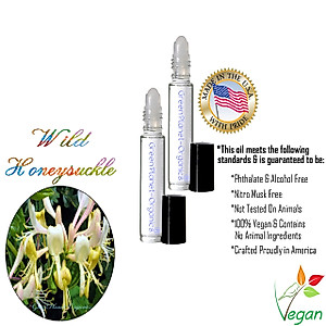 Set of 2x .33oz Bottles: Wild Honeysuckle Perfume Oil .33oz (Lonicera periclymenum) A Phthalate Free Oil!