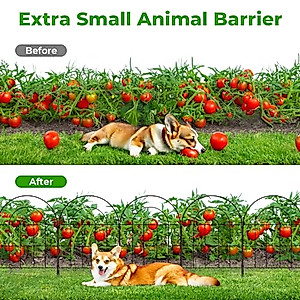 inpowerus Decorative Garden Fence 10 Panels Metal Rustproof No Dig Fencing Easy Use Animal Barrier for Small Dogs Flower Bed Yard Plant Decor, 24in(H) x 10ft(L) Arched
