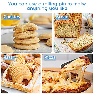 Remeel Rolling Pin Dough Roller for Baking with Thickened Non Stick Silicone Metal Handle Rolling Pin Stainless steel Fondant Roller Pin Cookie Pastry Kitchen Accessories 13.8 X 1.5 Inches