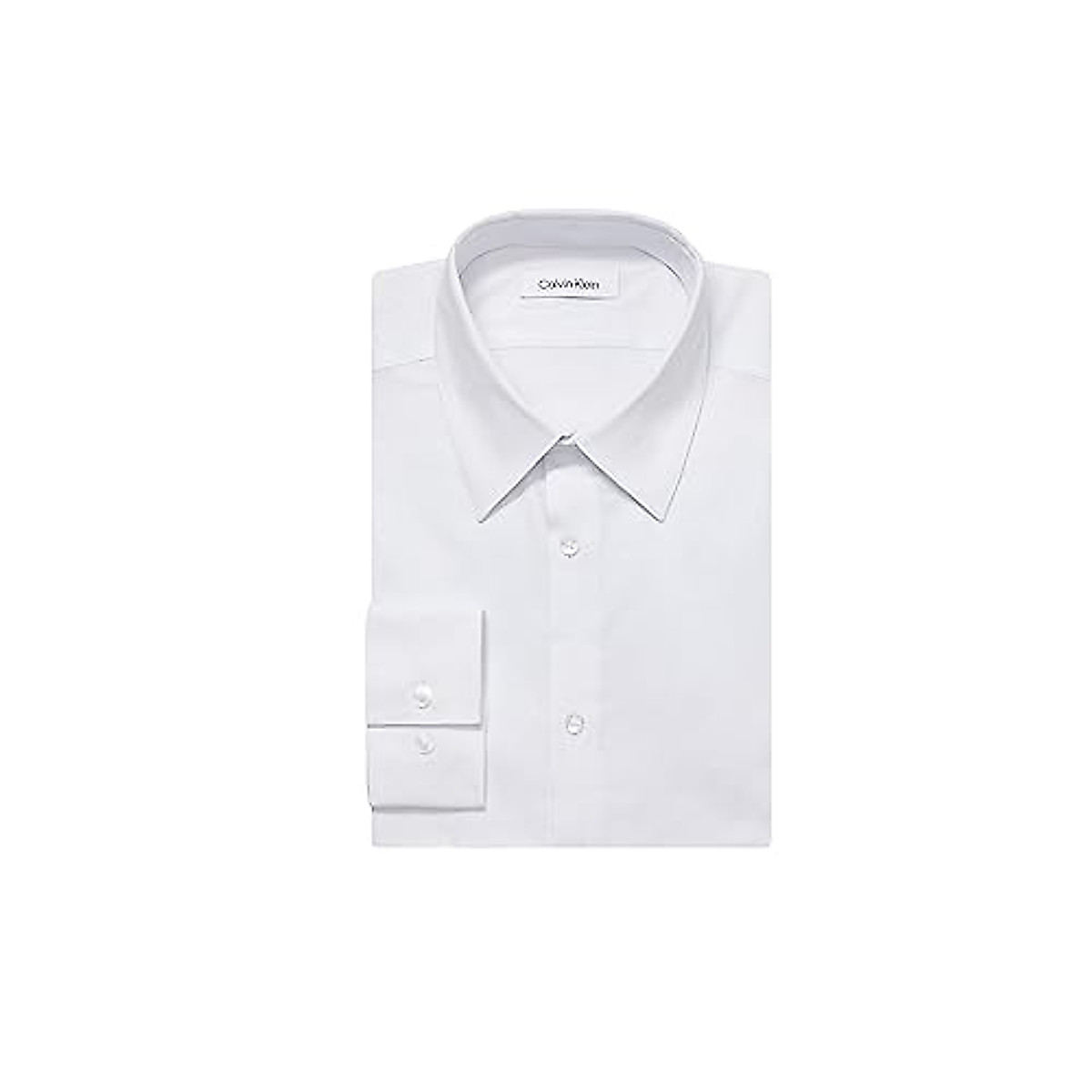 Calvin Klein Men's Dress Shirts Slim Fit Non Iron Solid, White, 17.5" Neck 34"-35" Sleeve