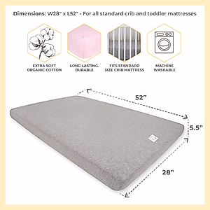 Burts Bees Baby Solid Fitted Crib Sheet Organic Cotton BEESNUG - Blossom Pink, Fits Unisex Standard Bed and Toddler Mattress, Infant Essentials, 52 x 28 Inch 1-Pack