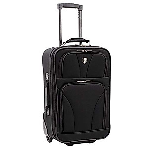 Travelers Club Bowman Expandable Luggage, Black, 3-Piece Set (Dopp/Tote/20)