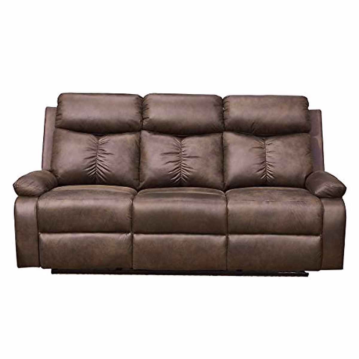Betsy Furniture Microfiber Fabric Recliner Sofa Set Living Room Set in Brown 8065 (Sofa)