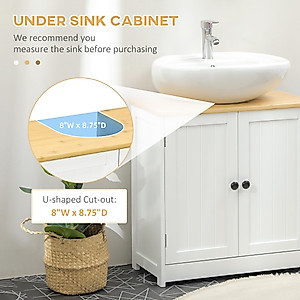 kleankin Modern Bathroom Under Sink Cabinet, Bathroom Vanity for Wall Mount Sink, Storage Cabinet with Double Doors and Adjustable Shelf, White