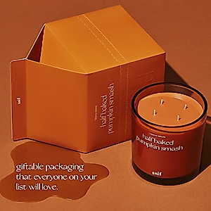 Half Baked Pumpkin Smash Scented Candle by Snif, Festive Fall Candle, 50+ Hours, 100% Cotton Fiber Wicks, Soy Wax Blend, Non-Toxic, Vegan, 8.5oz