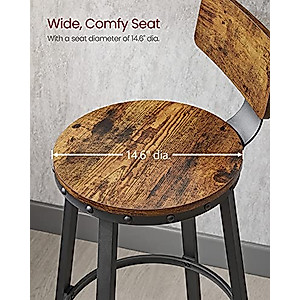 VASAGLE Bar Stools Set of 2, Tall Bar Stools, Bar Height Stools, 28.7 Inch High Barstools with Back, Industrial, Metal Frame, Easy Assembly, Rustic Brown and Black ULBC026B01V1