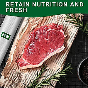 Vacuum Sealer Bags, 11" x 20'(2 Rolls) and 8" x 20'(3 Rolls) Food Sealer Saver Bags, Commercial Grade Bag Rolls, Freezer Bags for Vacuum Sealer