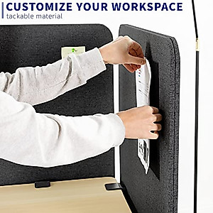 VIVO Clamp-on 60 x 24 inch Privacy Panel, Sound Absorbing Cubicle Desk Divider, Acoustic Partition, Dark Gray, PP-1-V060D