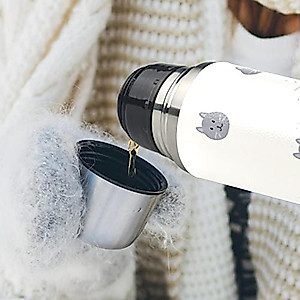 Stainless Steel Leather Vacuum Insulated Mug Strawberry Cat Thermos Water Bottle for Hot and Cold Drinks Kids Adults 16 Oz