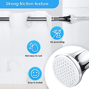 ZIPGLO Shower Curtain Rod 36-63 Inch Stainless Steel Shower Rod Never Rust Shower Curtain Tension Rod Shower Tension Rod Anti-Slip Shower Curtain Rods No Drilling Tension Shower Rods for Bathroom
